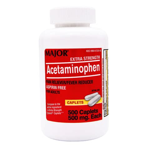 Major Acetaminophen 500mg Generic Tylenol Extra Strength
