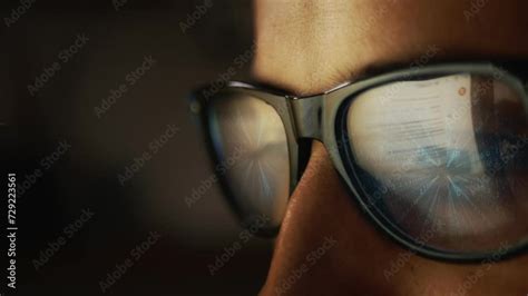 Cg Collage With A Part Of A Male Face In Glasses Which Reflect The