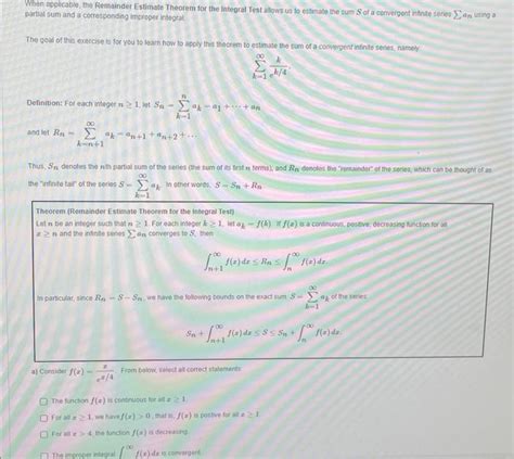 Solved When Applicable The Remainder Estimate Theorem For