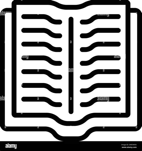 New Open Book Icon Outline Vector Cover Story Data Pile Linear Stock