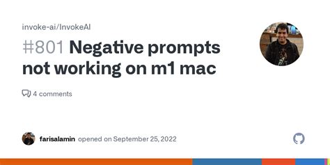 negative prompts not working on m1 mac · issue 801 · invoke ai