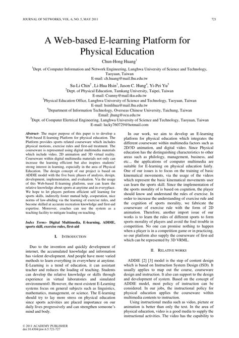 Pdf A Web Based E Learning Platform For Physical Education