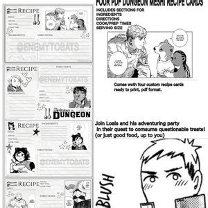 Dungeon Meshi Recipe Cards Delicious In Dungeon Stationary Etsy