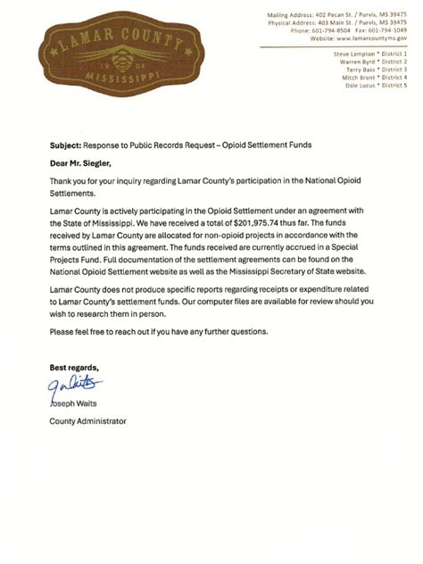 Response To Request For Opioid Documentation Pdf