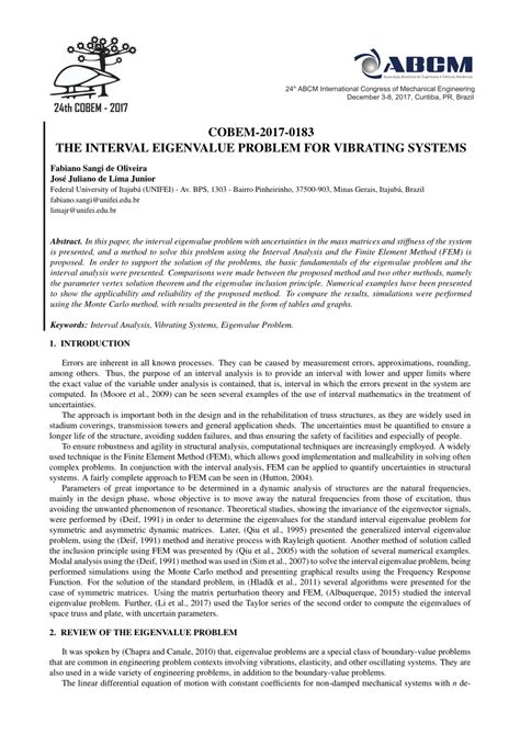 Pdf The Interval Eigenvalue Problem For Vibrating Systems
