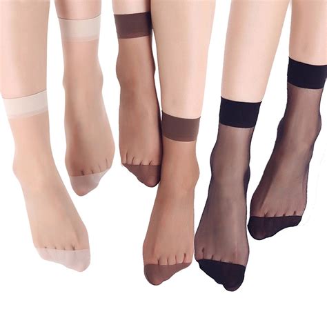 10 Pairs Ankle Nylon Socks For Women Sheer Pantyhose Socks