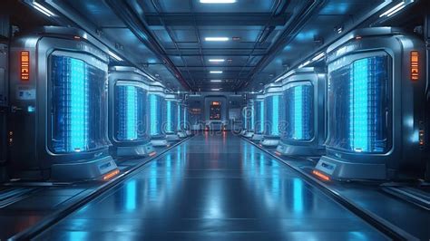 Futuristic Energy Storage Facility Sleek Stock Illustration