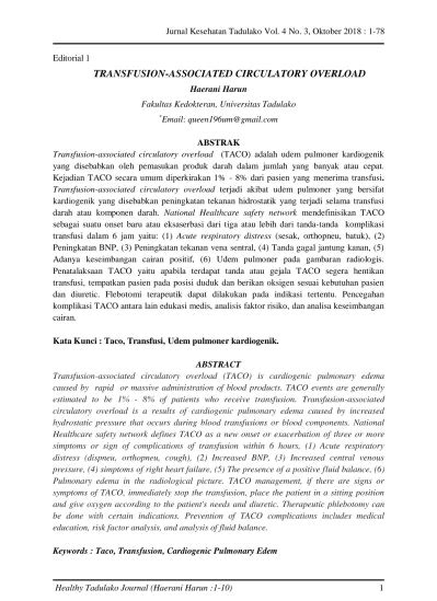 Transfusion Associated Circulatory Overload