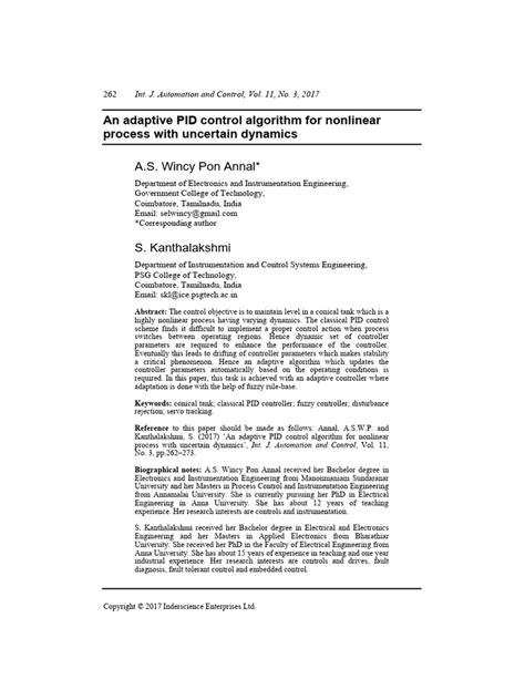 Annal Kanthalakshmi 2017 An Adaptive Pid Control Algorithm For
