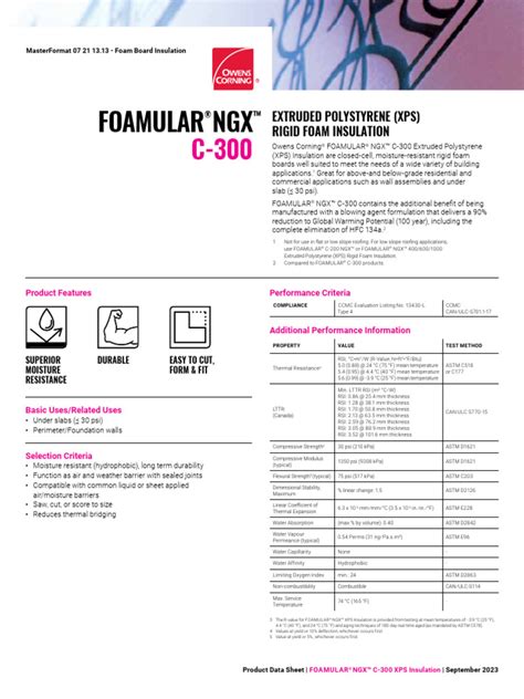 Foamular Ngx C300 Data Sheet En Pdf