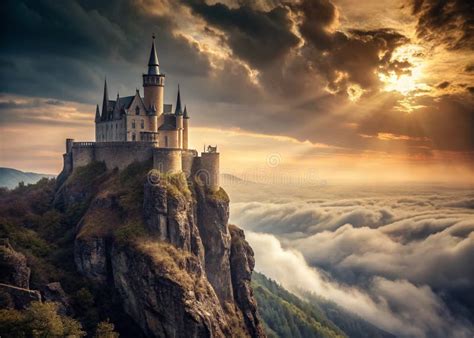 Majestic Clifftop Castle A Minimalist Fantasy Landscape Capturing Epic