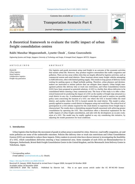 Pdf A Theoretical Framework To Evaluate The Traffic Impact Of Urban