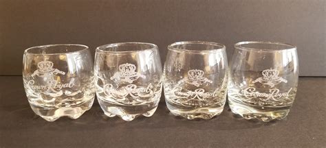 4 X Classic Crown Royal Shot Glasses Etched Engraved Traditional