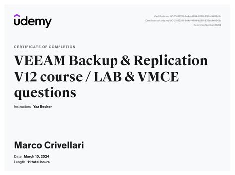 marco crivellari on linkedin udemy course completion certificate