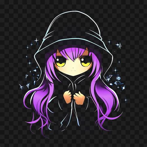 Premium Psd Tshirt Design Of Mysterious Chibi Girl With Long Flowing