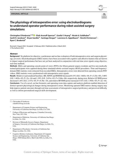 Pdf The Physiology Of Intraoperative Error Using Electrokardiograms