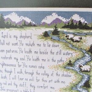 Psalm 23 Cross Stitch Pattern Christian Bible Verse The Lord Is My