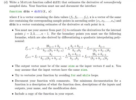 D Write A MATLAB Function Called Diff That Chegg Com