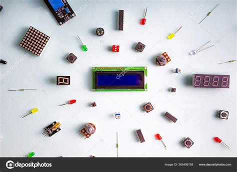 Micro Electronics Arduino Diy Components Light Background Top View Copy Stock Photo