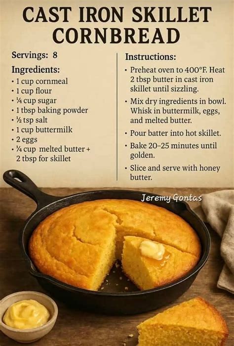 Skillet Cornbread Recipes Easy Homemade Cornbread In A Cast Iron