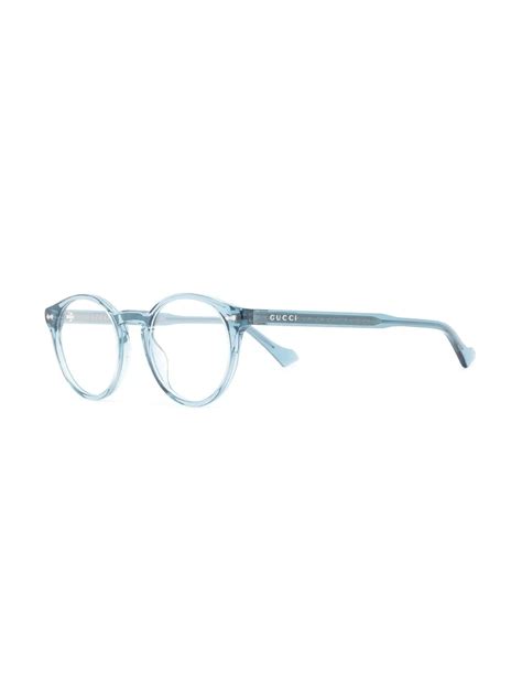 Gucci Eyewear Round Frame Optical Glasses Blue Farfetch