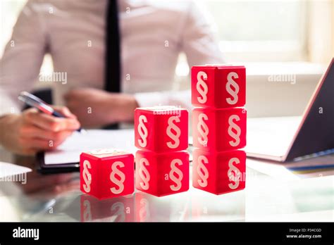 Increasing Graph Made Of Red Cubic Blocks With Paragraph Symbols Stock