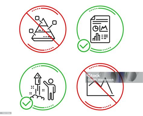 Report Document Pyramid Chart And Fireworks Icons Set Line Chart Sign