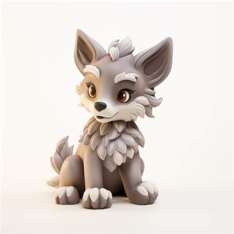 Premium Photo Cute Gray Wolf Toy Fantasy Character Design With