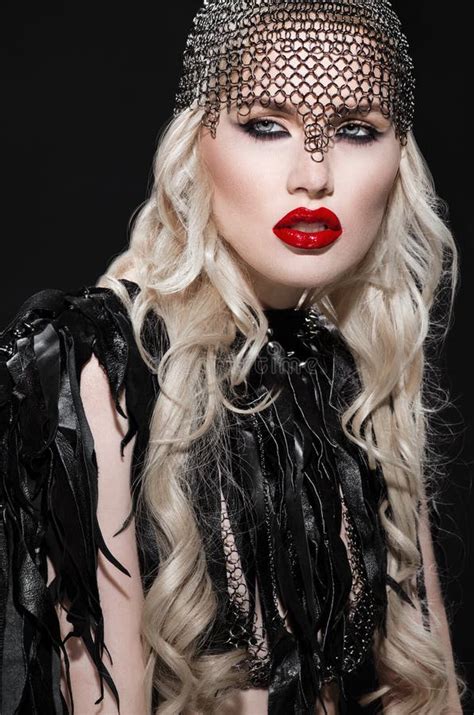 Model With Red Lips And Perfect Makeup Stock Image Image Of Calm