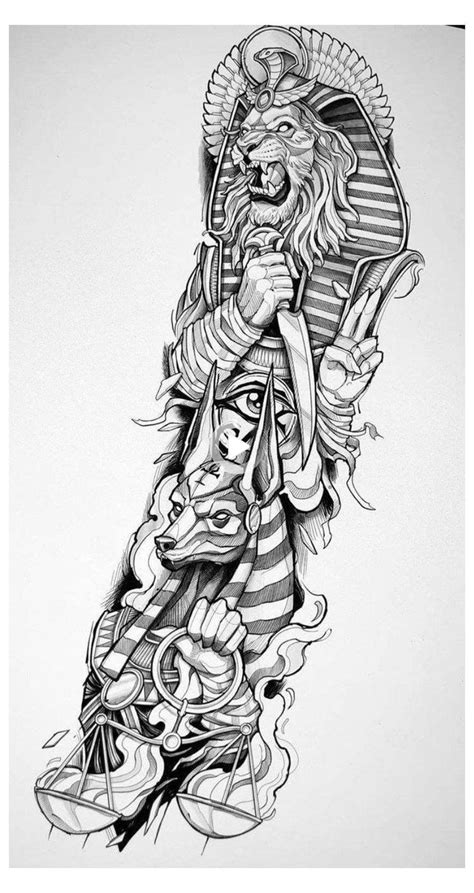 Egyptian Gods Tattoo Sleeve Watercolor Tattoo Design