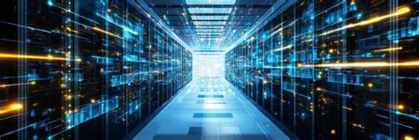 Futuristic Data Center Information Flow In A Server Room Big Data