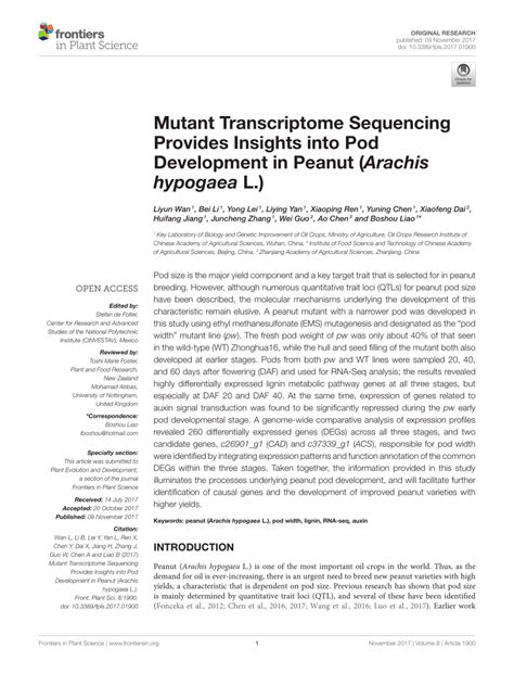 Pdf Mutant Transcriptome Sequencing Provides Insights Into Pod