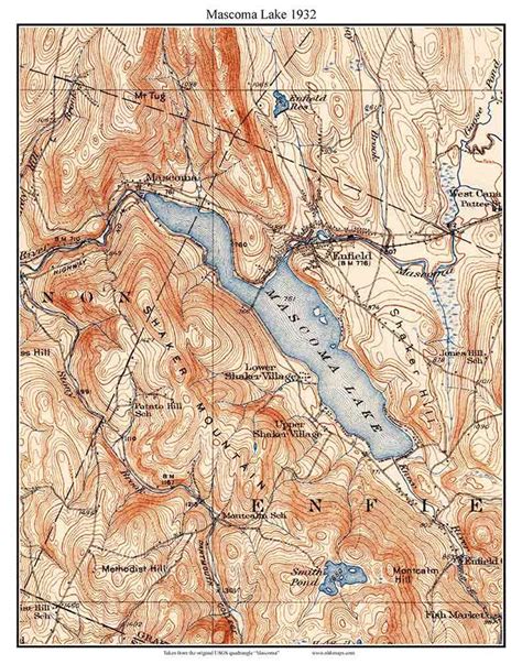 Mascoma Lake 1932 Old Topographic Map Usgs Custom Composite Reprint New Hampshire Etsy
