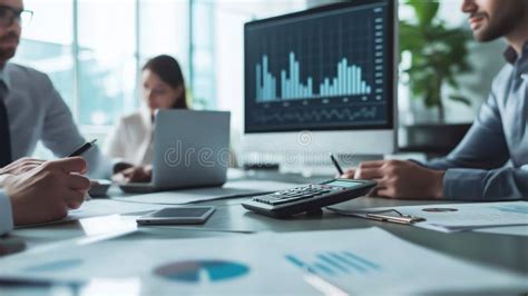 Business Finance Showcasing A Financial Meeting With Technology And