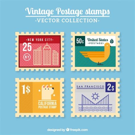 Postal Stamp Design Vectors And Illustrations For Free Download