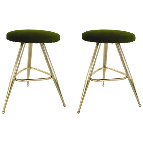 Pair Of Italian Brass Stools At 1stdibs