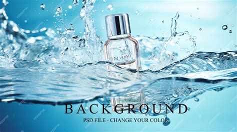 Premium Psd 3d Realistic Psd With Bottle Drop In The Water Splashes