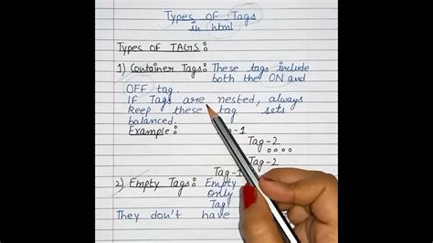 types of tags in html empty tag in html container tag in html