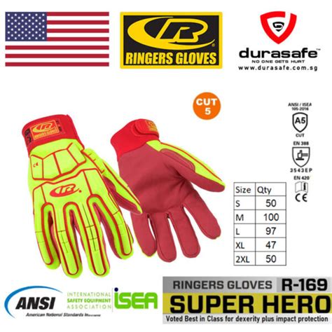 Ringers R169 Super Herio Impact And Cut 5 Glove Velcro Closure Durasafe