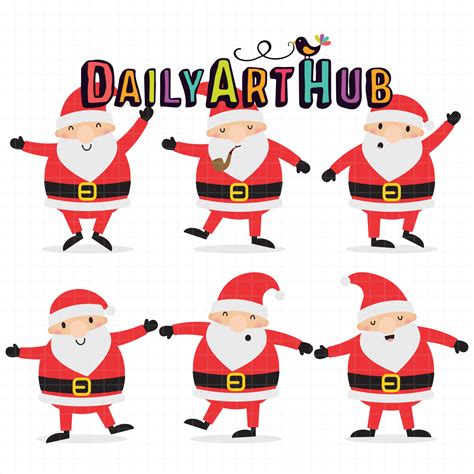 Cute Dancing Santa Clip Art Set Daily Art Hub Graphics Alphabets