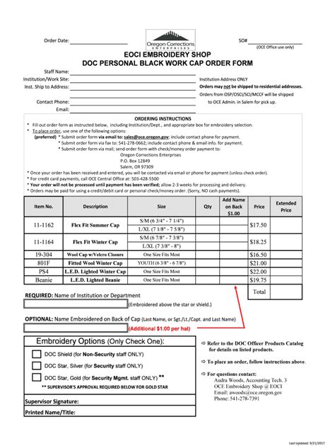 Fillable Online Doc Personal Work Cap Order Form Xlsx Fax Email Print Pdffiller
