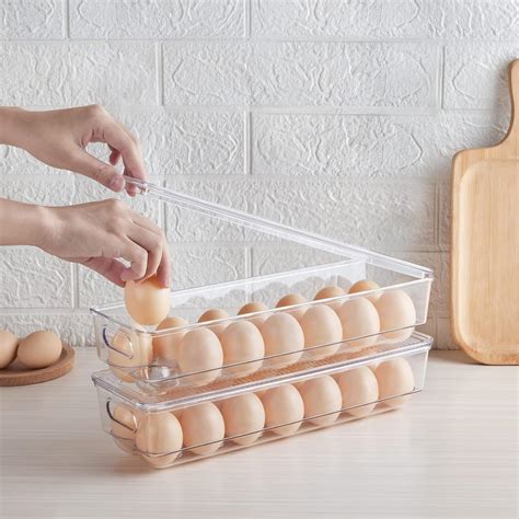 Egg Container Holders For Refrigerator Clear Stackable Trays For 14