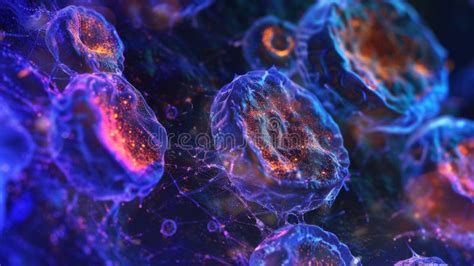 A Microscopic View Of A Group Of Embryonic Stem Cells With Some Cells Showing Signs Of