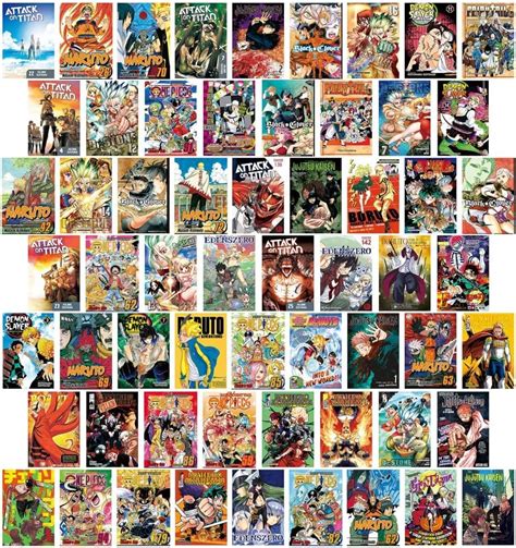 60pcs Anime Cartoon Poster Aesthetic Pictures Wall Collage Kits Photo