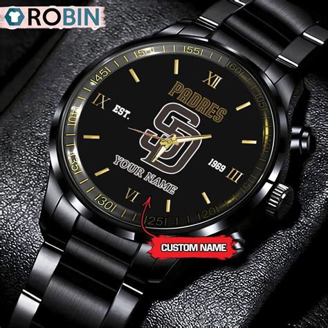 Mlb San Diego Padres Black Stainless Steel Watch Robinplacefabrics