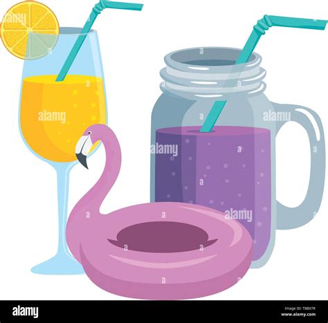 Summer Tropical Cocktails And Flemish Float Stock Vector Image And Art