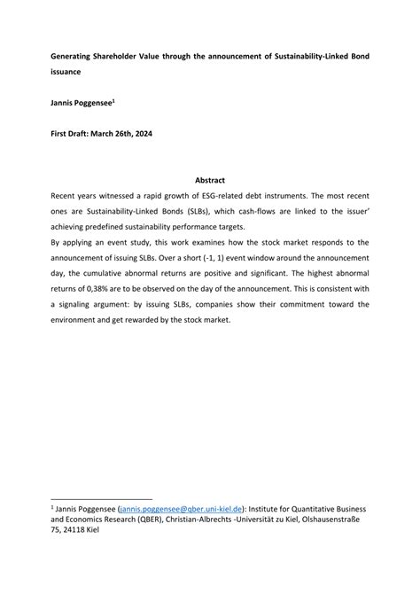 Pdf Generating Shareholder Value Through The Announcement Of