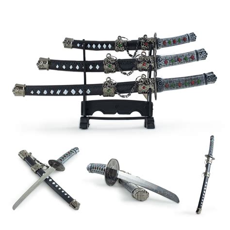 Kit 3 Mini Espadas De Samurai Katana Sabre Para Decoração Temática Em