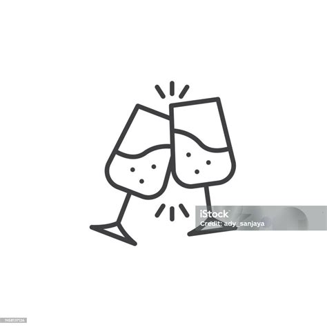 샴페인 잔 딸깍거리는 선 아이콘 모바일 개념 및 웹 디자인을 위한 선형 스타일 기호 0명에 대한 스톡 벡터 아트 및 기타 이미지 0명 기포 날씬한 Istock