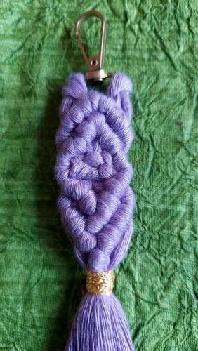 Glossy Metal Hook Purple Macrame Hook Keychain For Keychainbagtag